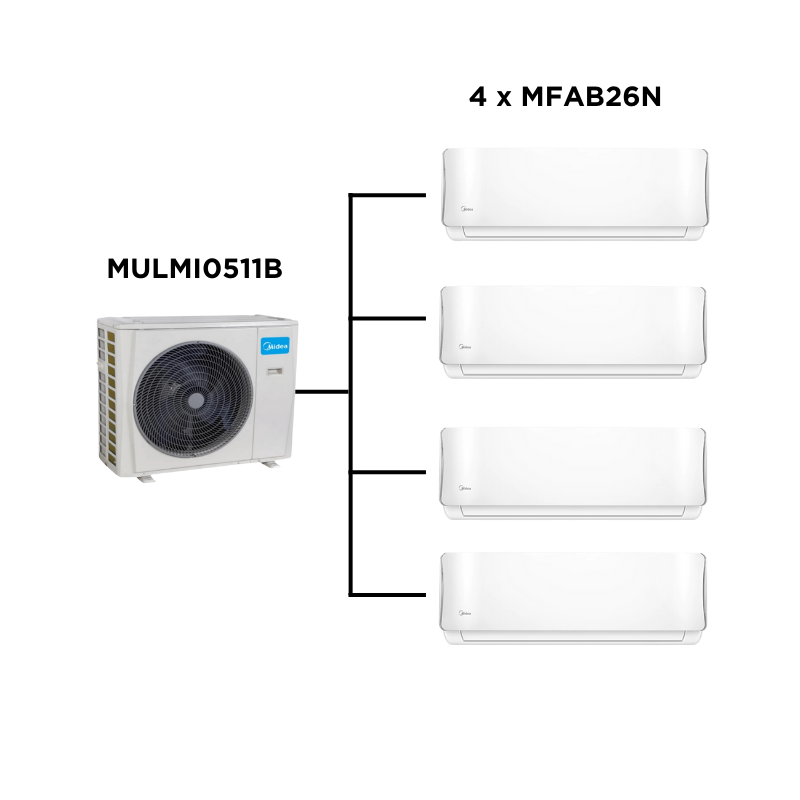 Midea Multi Split Heat Pumps Combo - 10.5 kW Outdoor Unit MULMI0511B ...